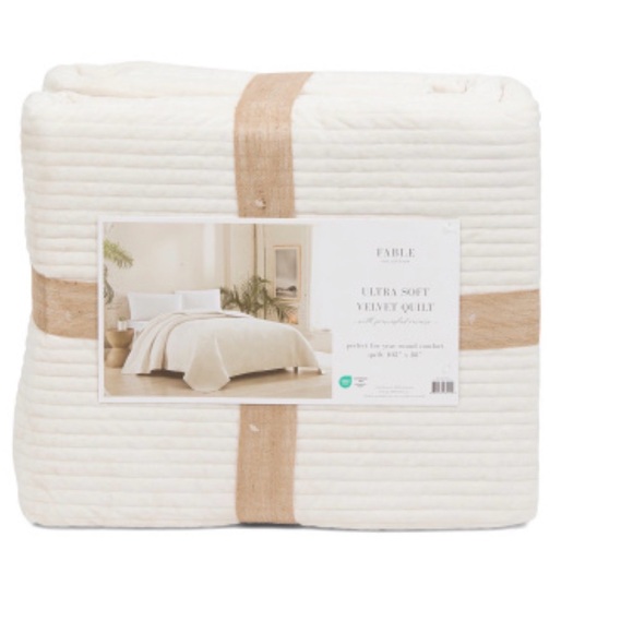 Bedding | Fable Collection Velvet Quilt Cream 88 X 88 | Poshmark